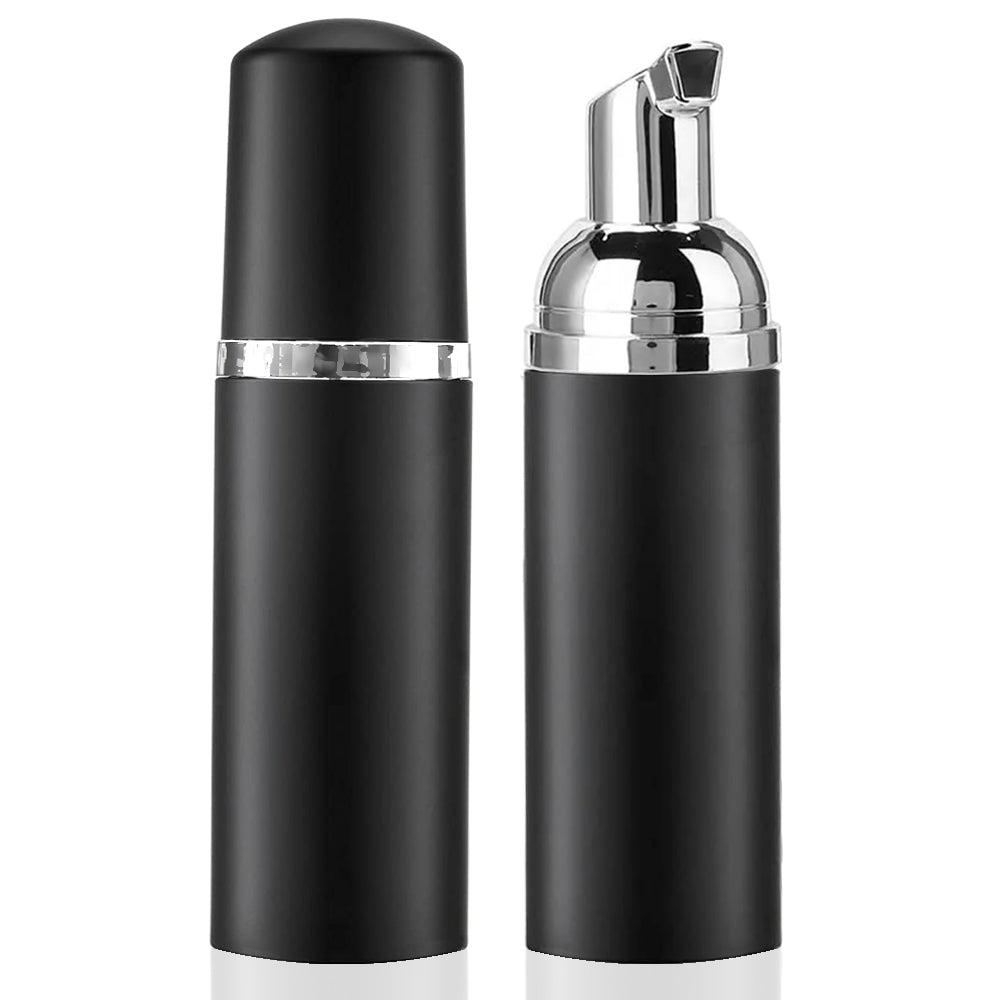 2 Oz/60 mL Foam Bottle with Silver Pump, Empty Matte Black Foaming Dis ...